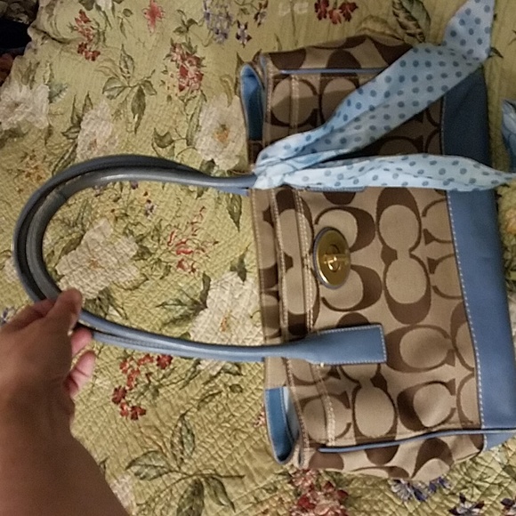 Coach | Bags | Vintage Coach Madeline Signature Canvas Tote With Bow ...